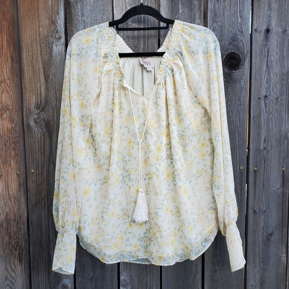 Marchesa | Tops | Marchesa Rose Floral Yellow Top | Poshmark